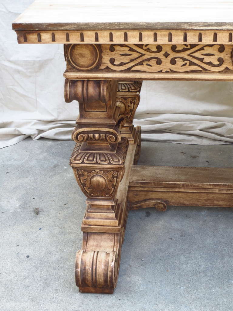 Italian Bleached Wood Library Table C. 1900's at 1stDibs