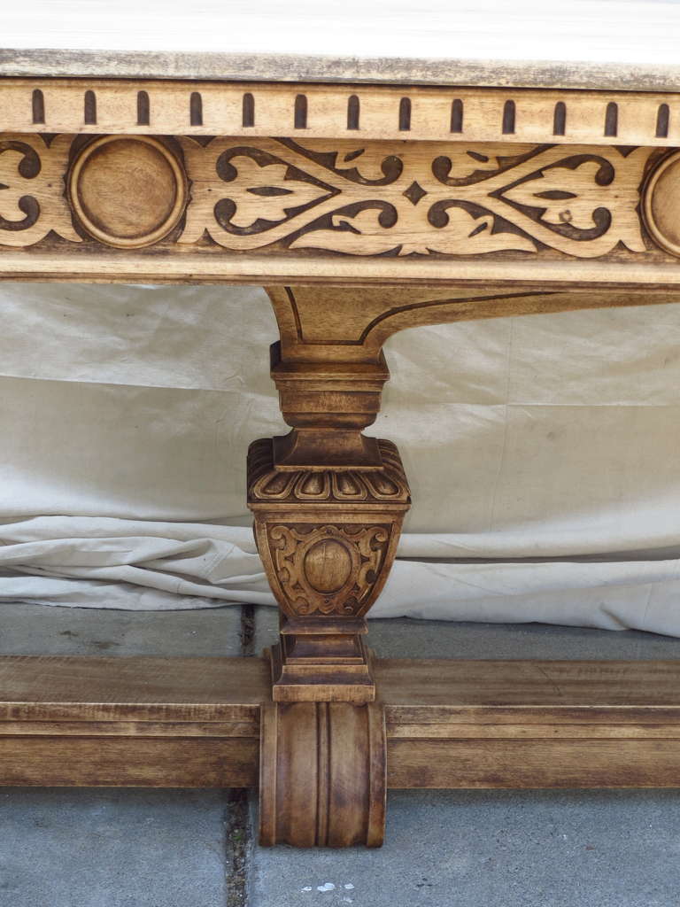 Italian Bleached Wood Library Table C. 1900's at 1stDibs