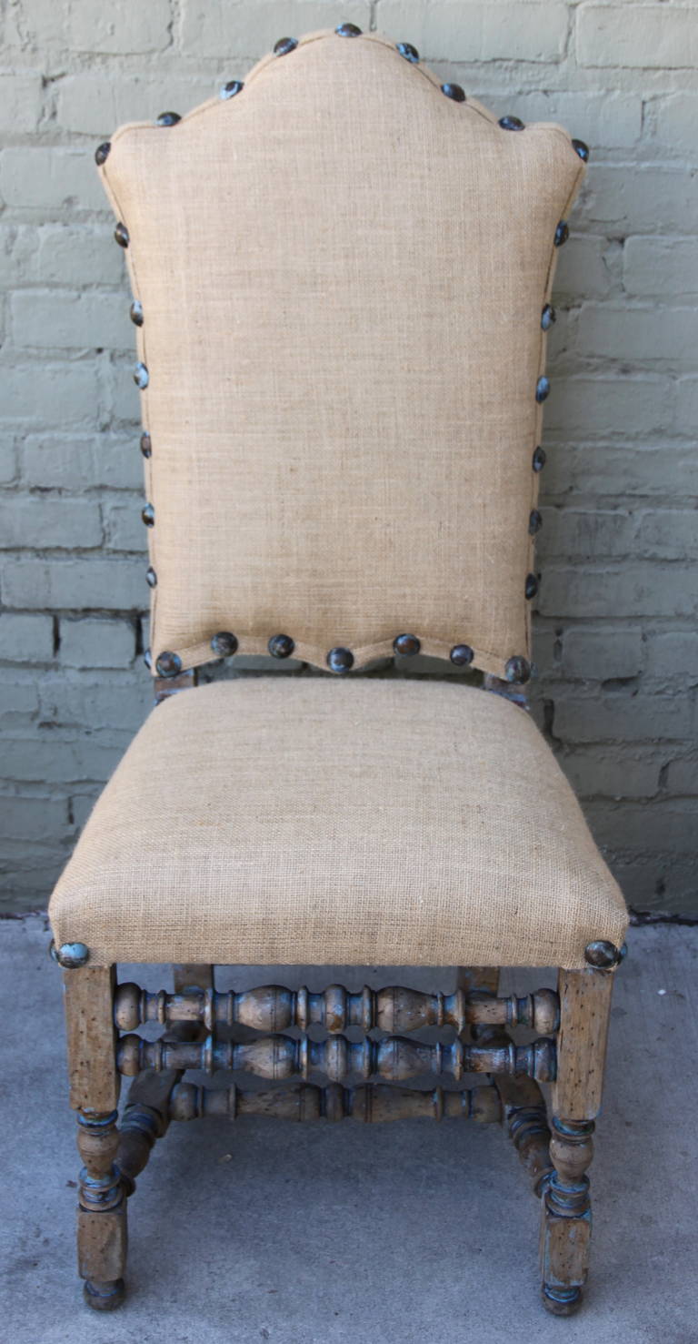 Set of Ten Painted and Burlap Dining Chairs at 1stDibs | burlap chairs ...