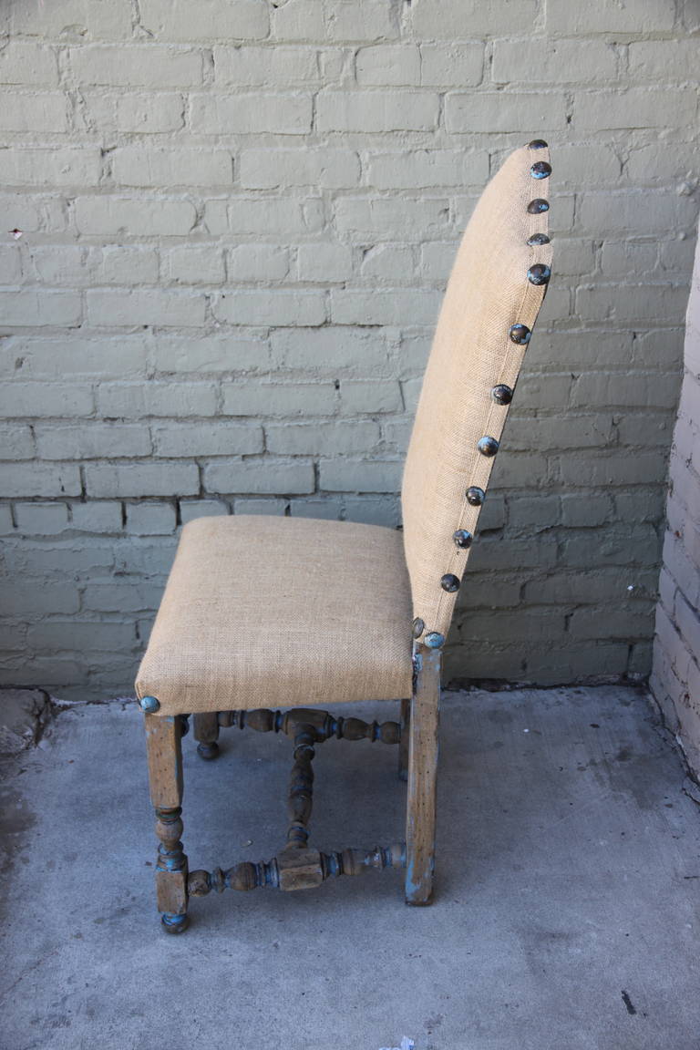 Set of Ten Painted and Burlap Dining Chairs at 1stDibs | burlap chairs ...