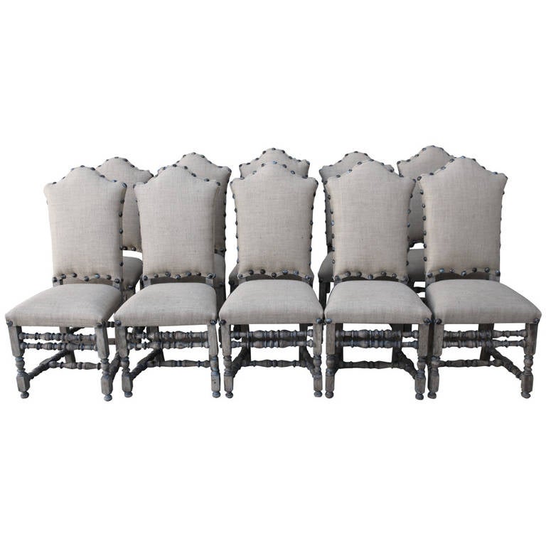Set of Ten Painted and Burlap Dining Chairs at 1stDibs | burlap chairs ...