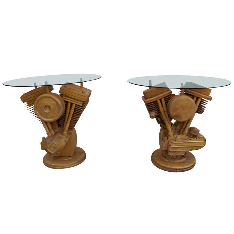 Pair of Vintage Harley Davidson Tables at 1stDibs | harley engine table ...