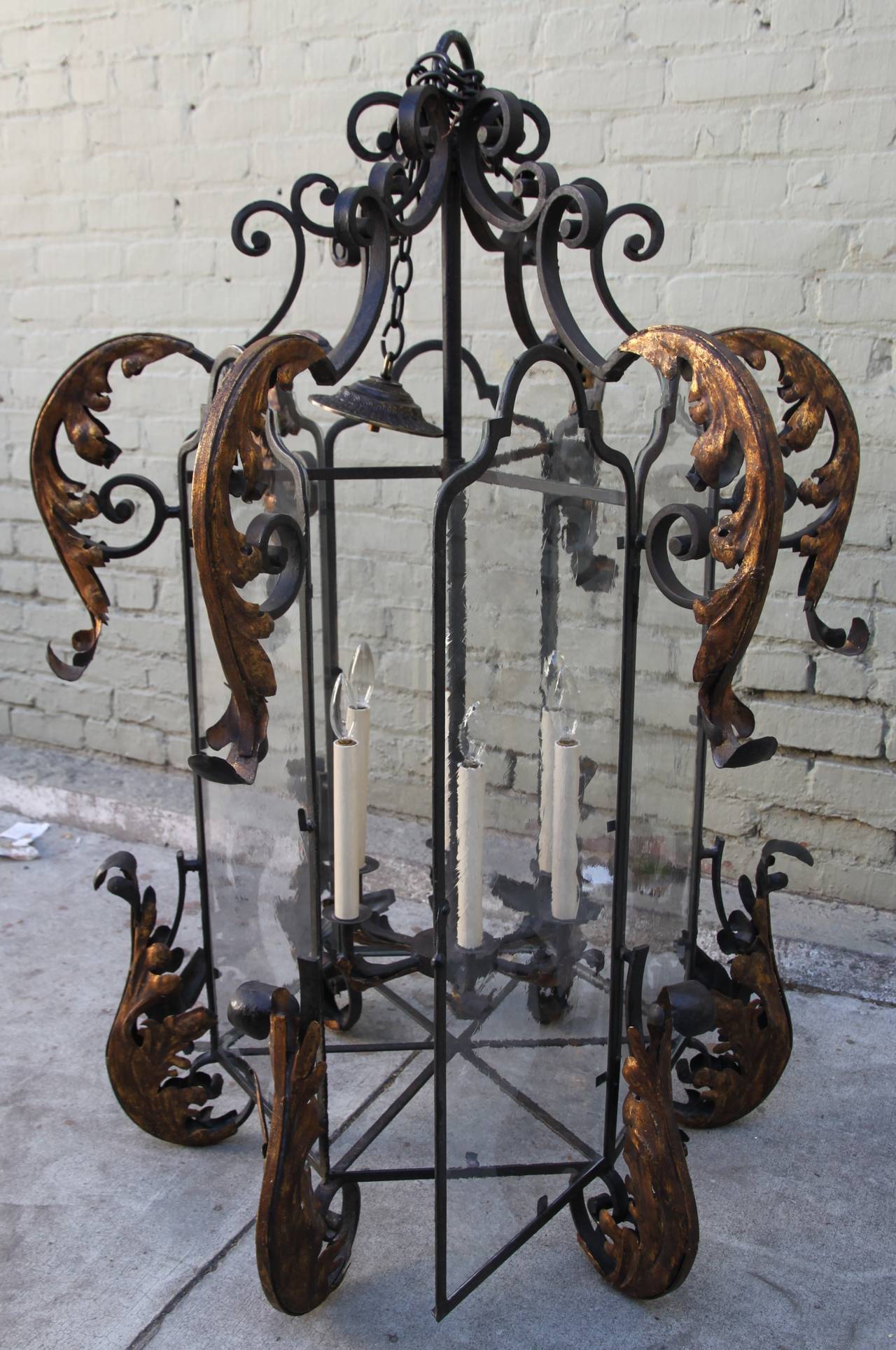Monumental Hand-Wrought Iron Lantern For Sale at 1stDibs