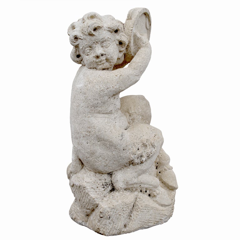 Vincenzo Italian Stone Satyr with Tamborine For Sale at 1stDibs