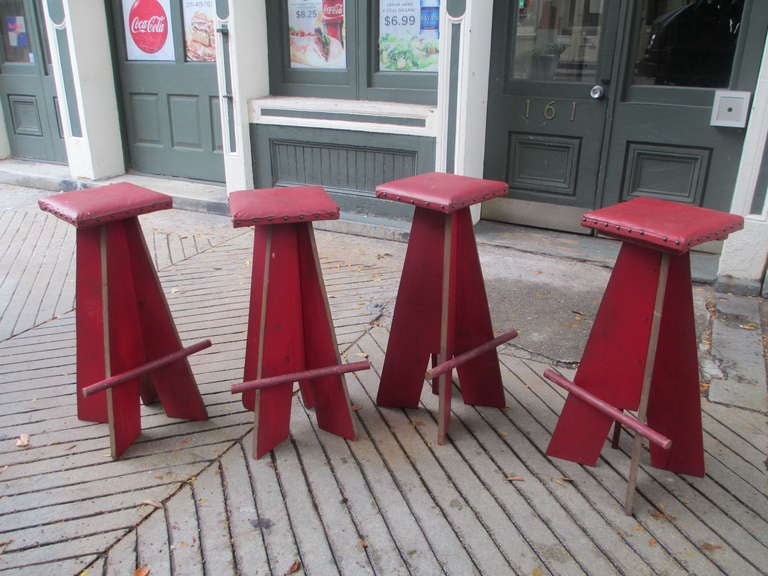1930's Art Deco Primitive Set Of 4 Bar Stools at 1stDibs