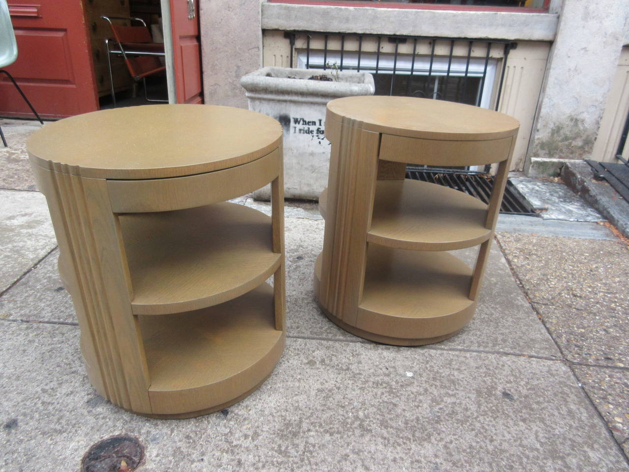 Modernage Pair of Lazy Susan Swiveling End Tables at 1stDibs