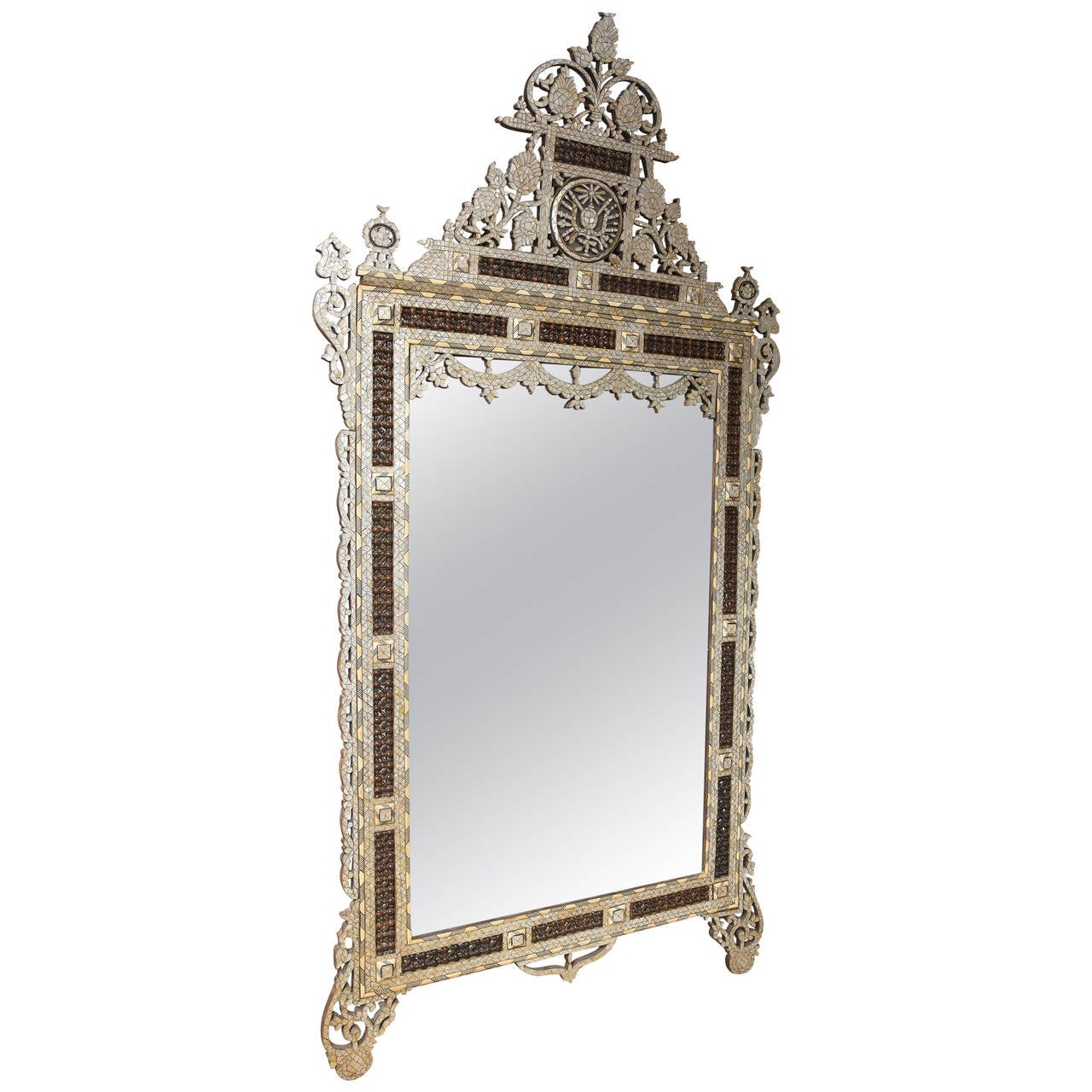 Superb Large 19th Century Ottoman, Syrian Mother of Pearl Mirror at 1stDibs