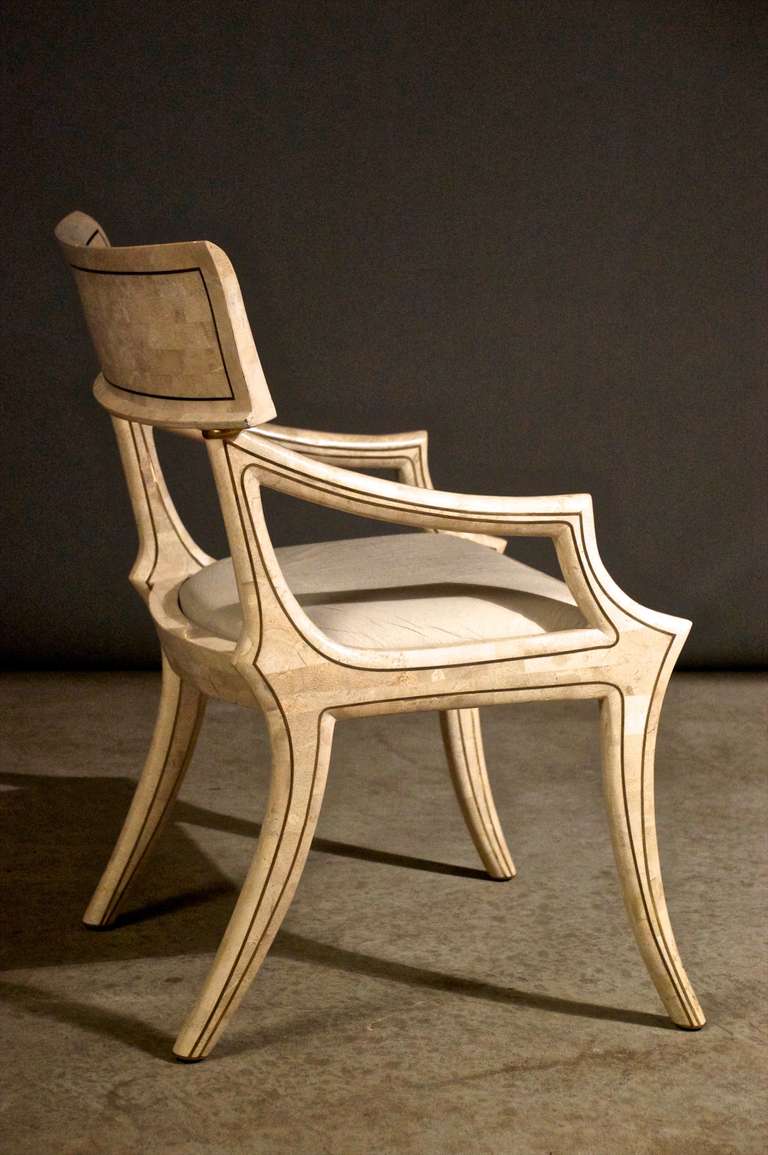 Klismos Style Fossil Stone Armchair For Sale at 1stDibs