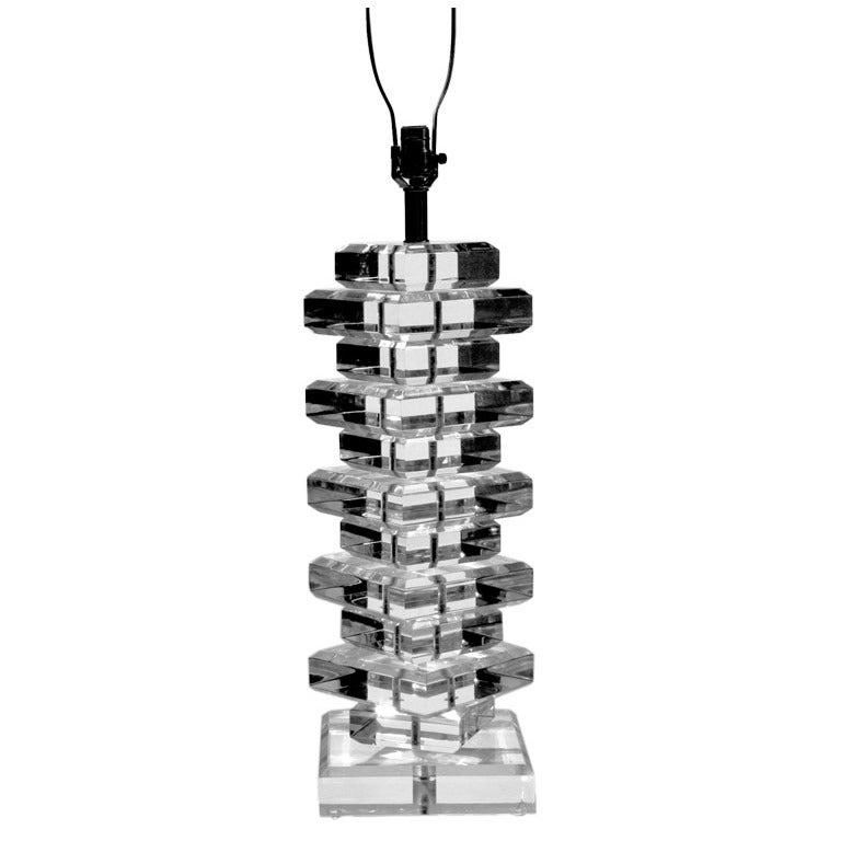 Large Stacked Lucite Lamp at 1stDibs