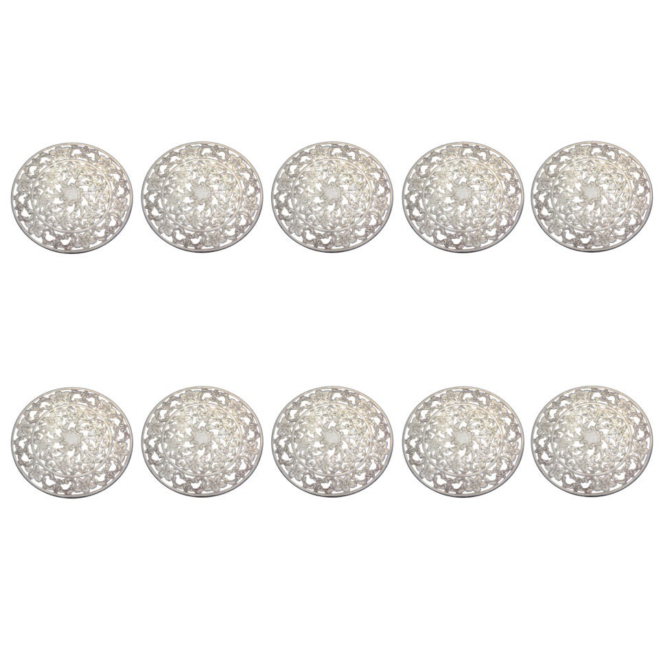 Pierced Sterling Coasters at 1stDibs