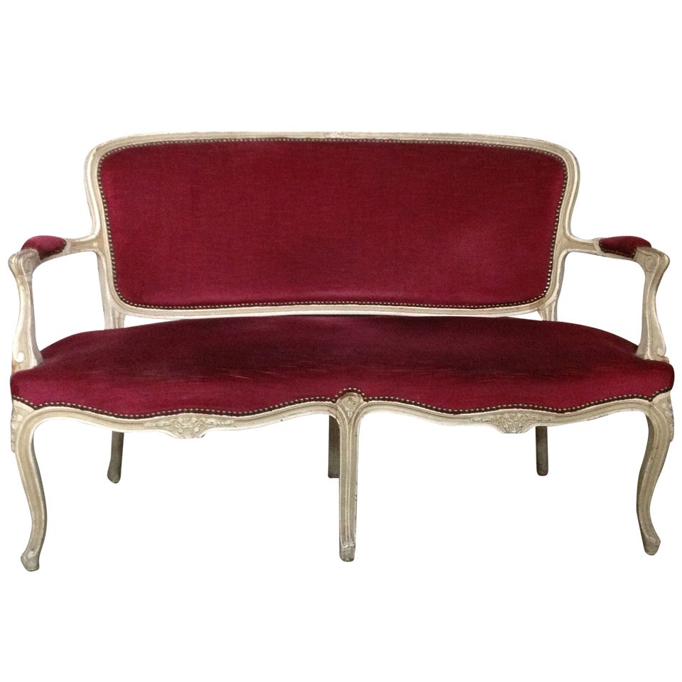 Late 19th C French Settee in Red Velvet at 1stDibs