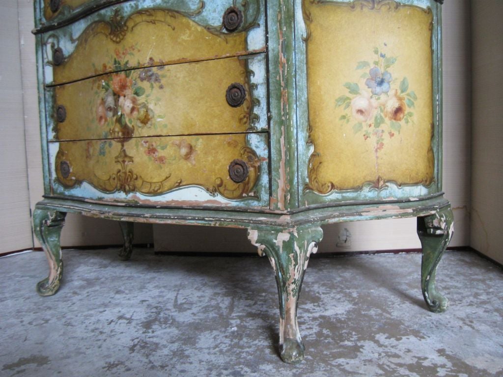Superb Italian Serpentine Antique Painted Commode at 1stDibs