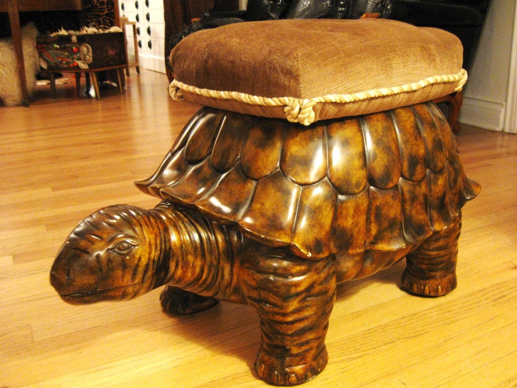 Exceptional Pair of Tortoise Pouf / Stools at 1stDibs