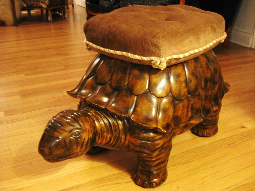 Exceptional Pair of Tortoise Pouf / Stools at 1stDibs