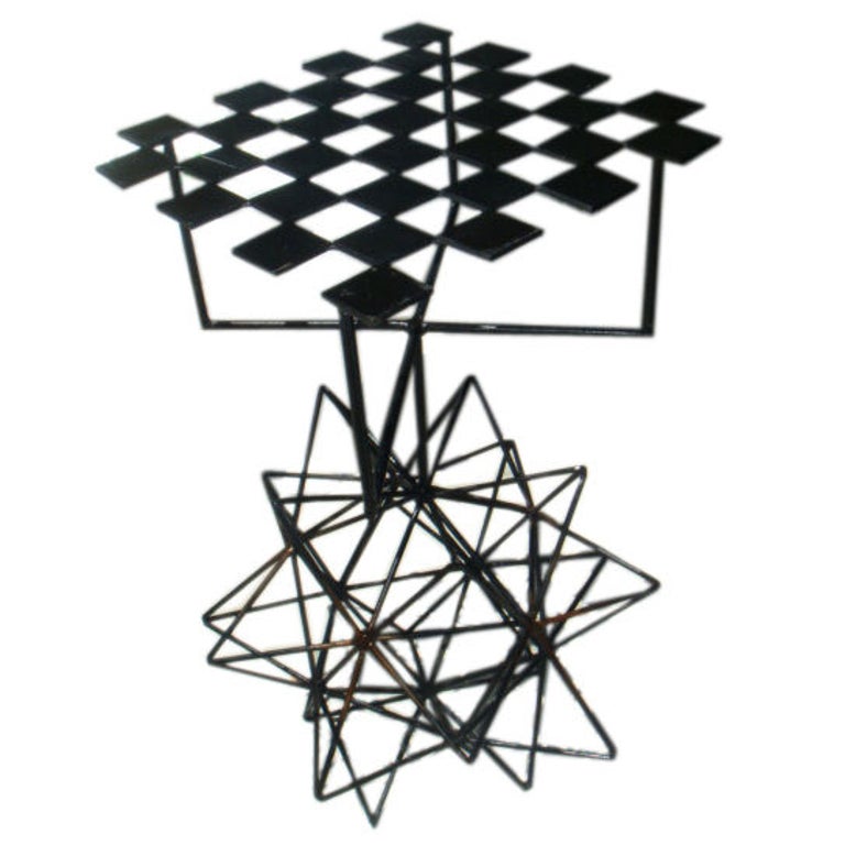 Vintage Black Metal Checkerboard Table at 1stDibs