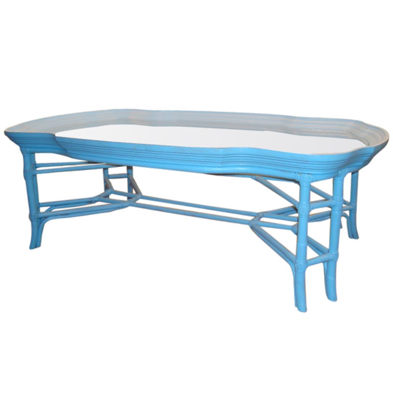 Vintage Wood and Rattan Cocktail Table at 1stDibs