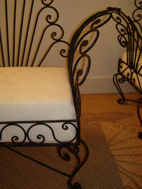 Pair of Vintage Wrought Iron Chairs at 1stDibs
