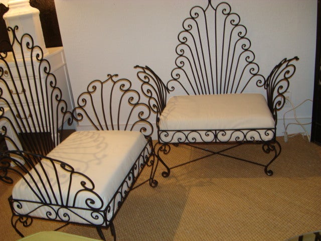 Pair of Vintage Wrought Iron Chairs at 1stDibs