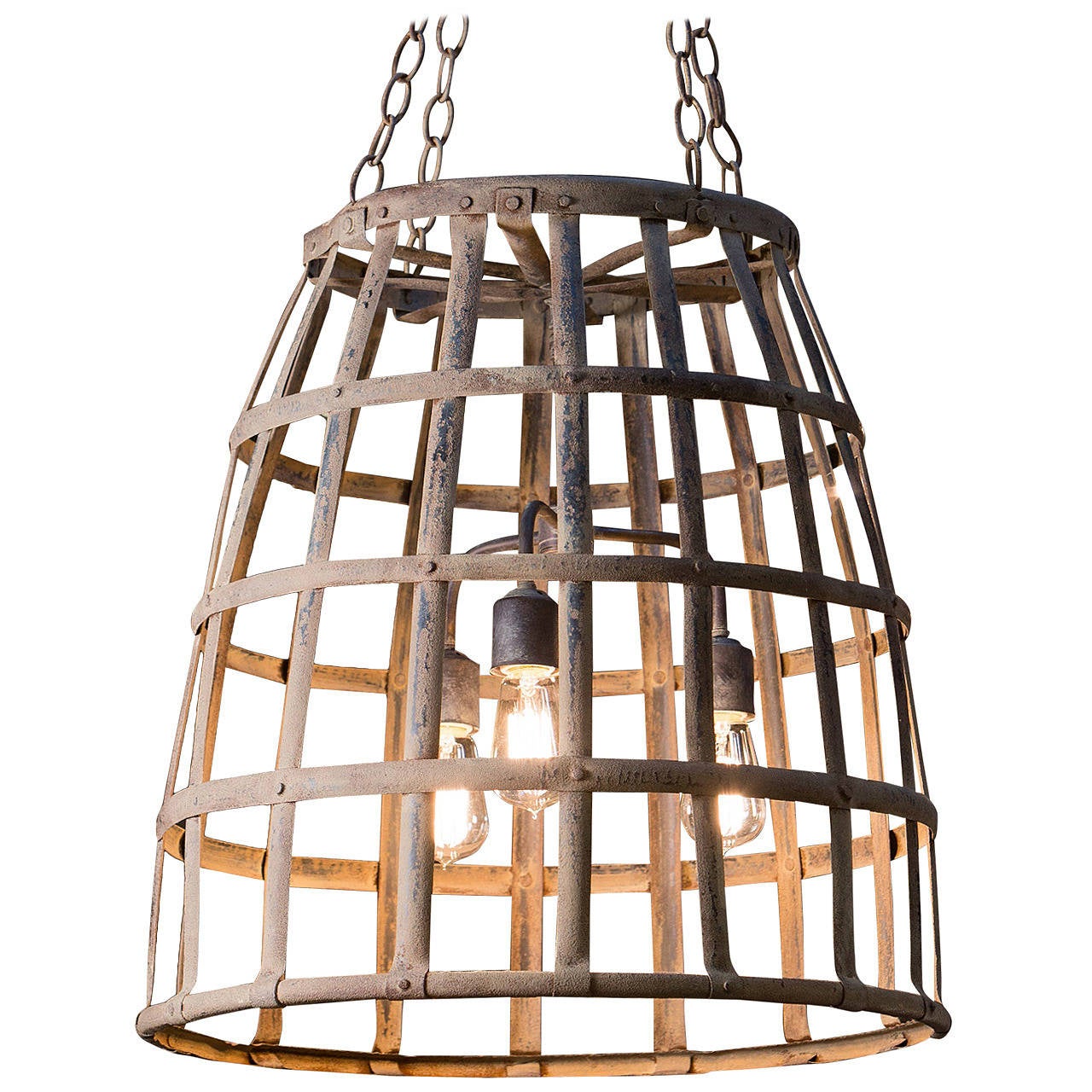 Handmade Woven Iron Basket Light at 1stDibs