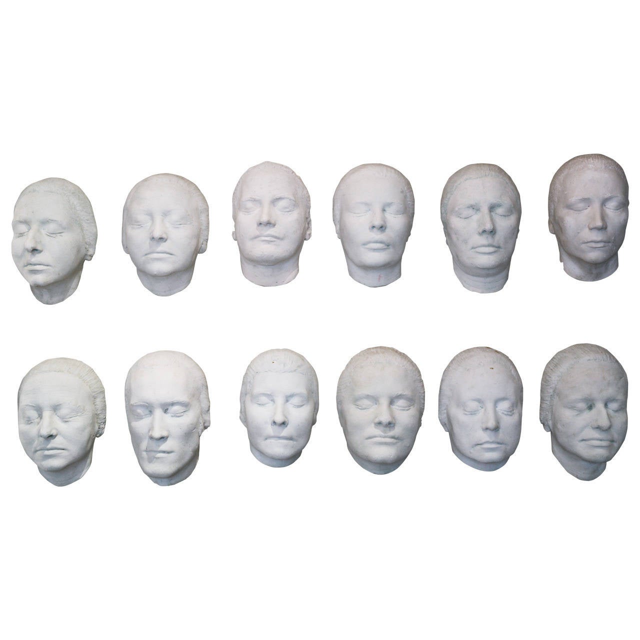 Collection of 12 Rare Plaster Masks of Human Faces from Belgium,circa ...