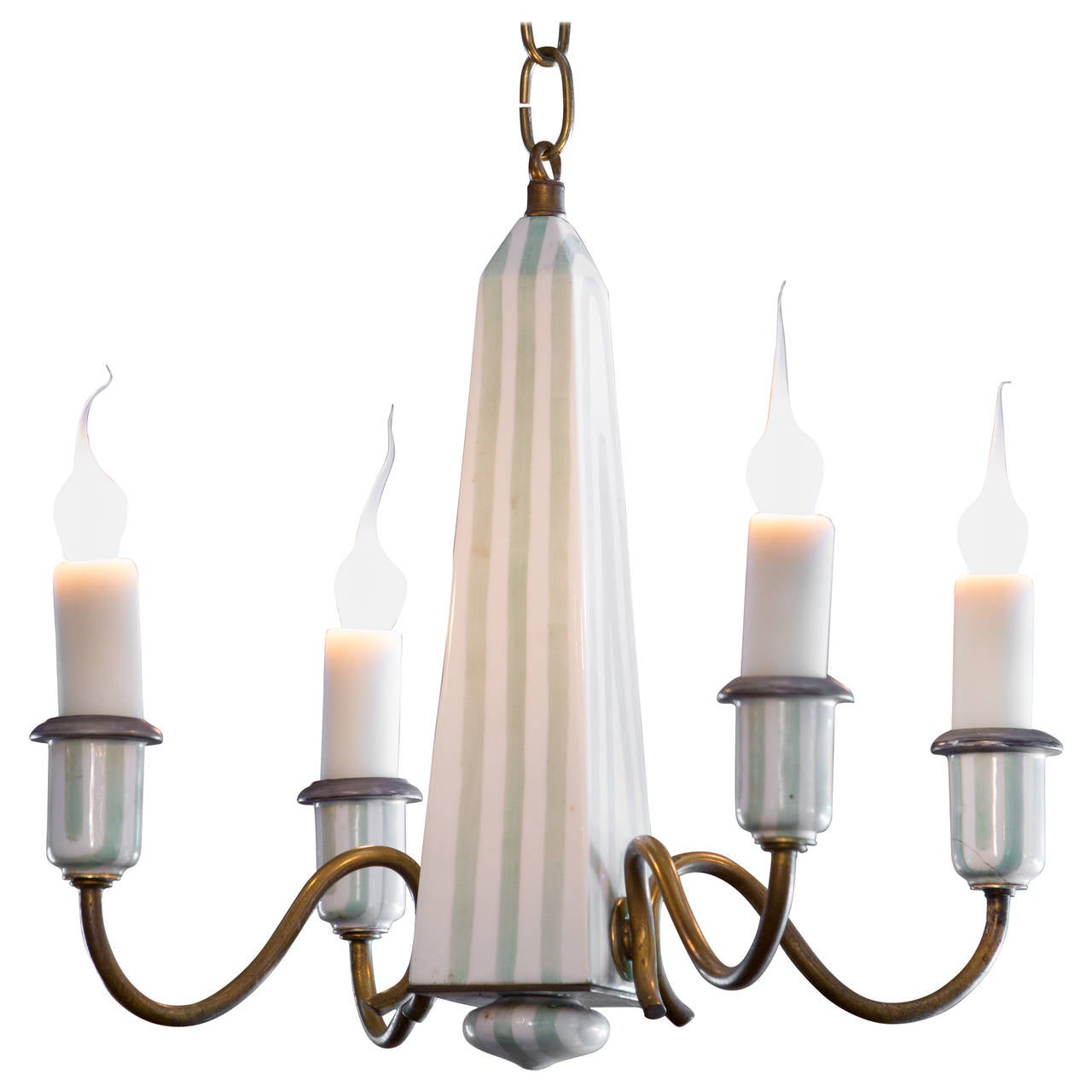 Hand-Painted Vintage German Ceramic Chandelier at 1stDibs