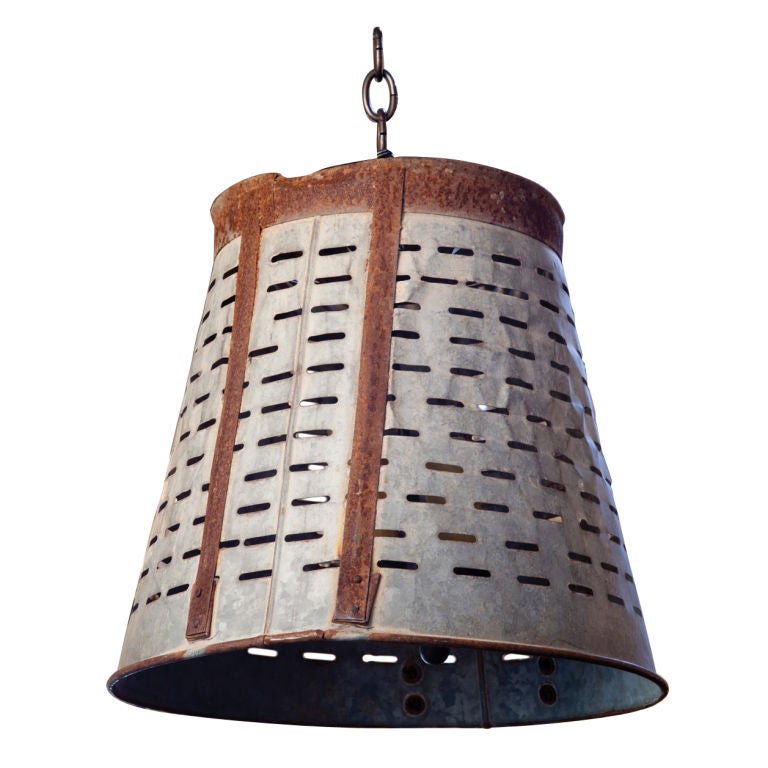 Rustic galvanized pendant at 1stDibs