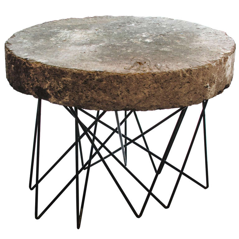 Antique Mill Stone Side Table at 1stDibs