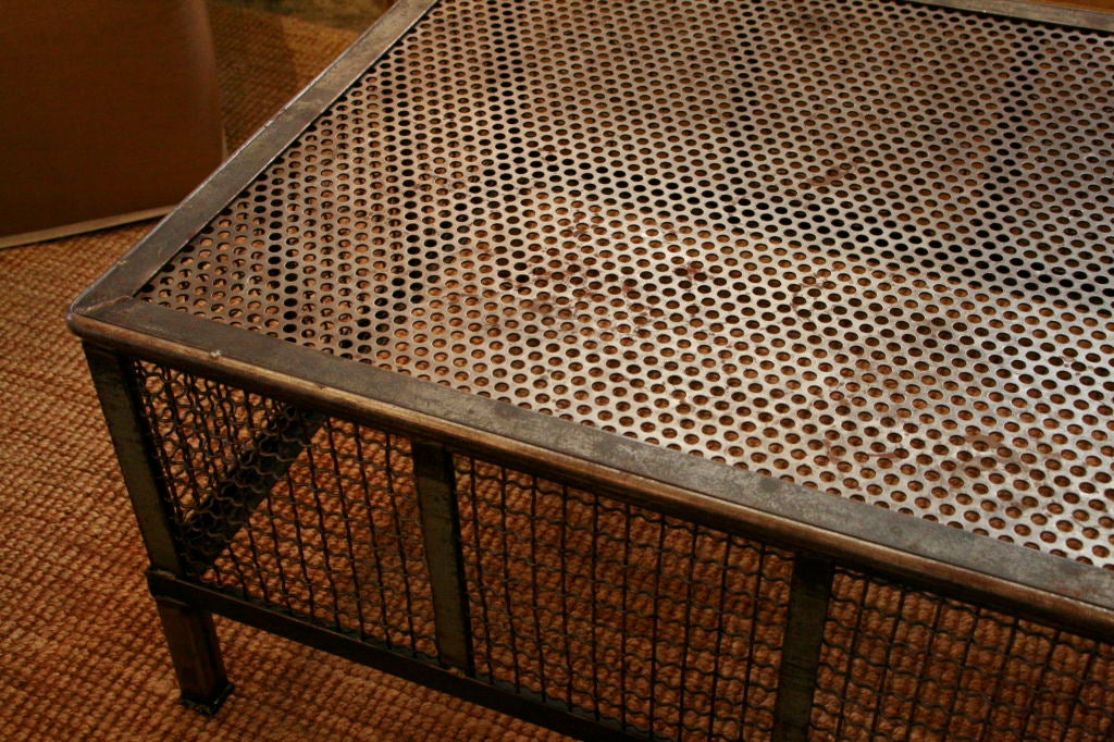 Vintage Industrial Mesh Coffee Table at 1stDibs