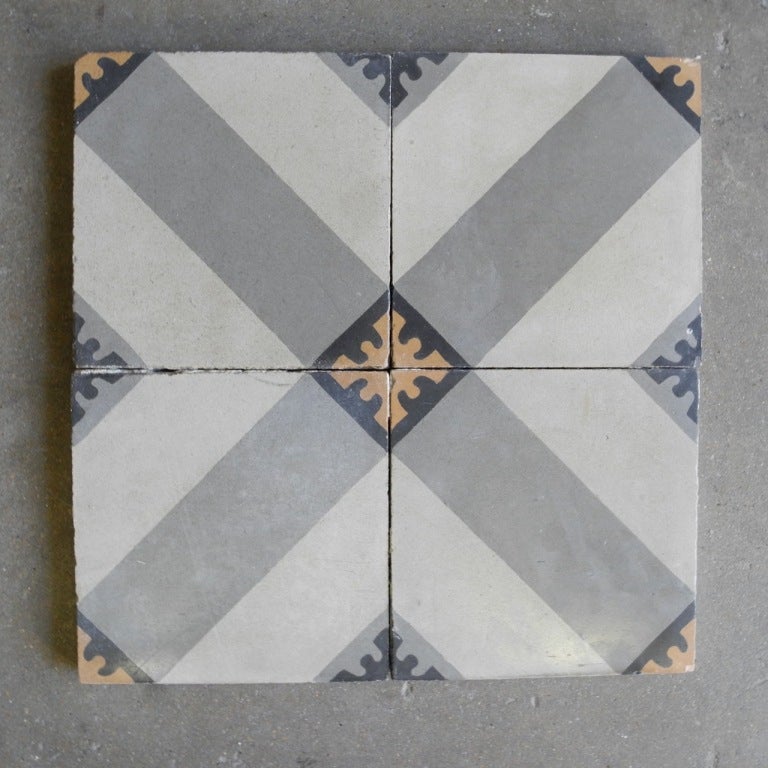 19th c. Colored Cement Tile at 1stDibs