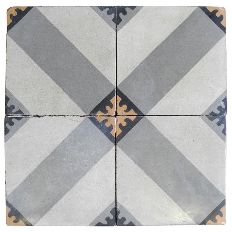 19th c. Colored Cement Tile at 1stDibs
