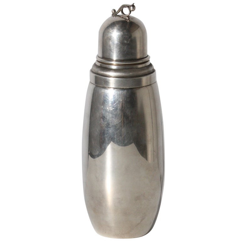 Prima Solvplet silver plate cocktail shaker, c. 1940 at 1stDibs