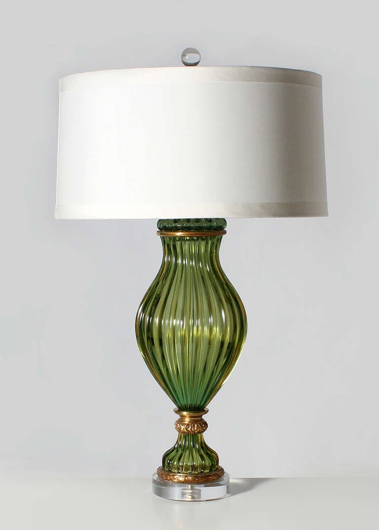 Large Green Marbro Murano Lamp, C. 1950 at 1stDibs