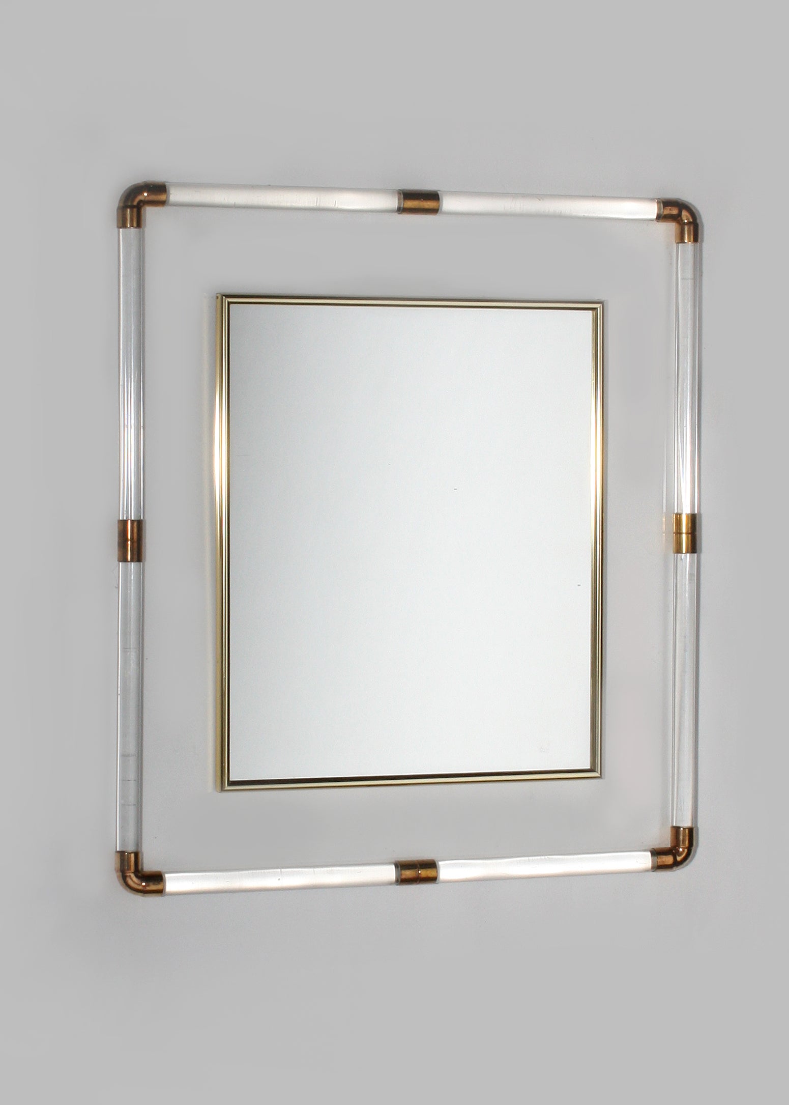 Charles Hollis Jones brass and Lucite mirror, c. 1970 at 1stDibs