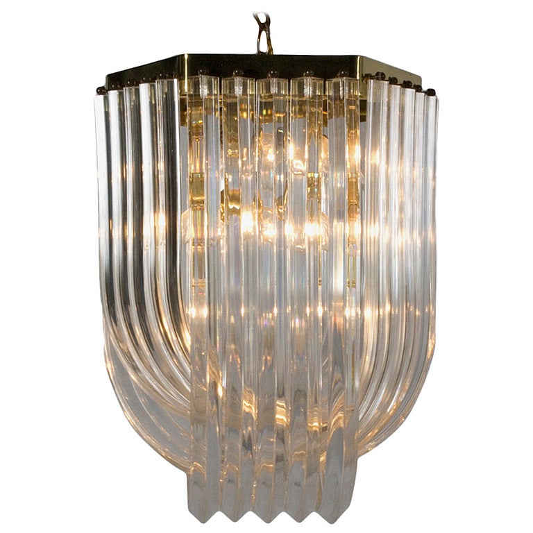 Lucite Ribbon Chandelier, 1970s at 1stDibs