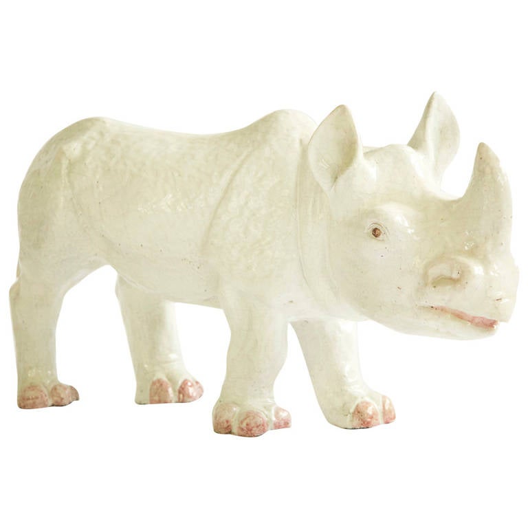 Large Ceramic Rhino For Sale at 1stdibs