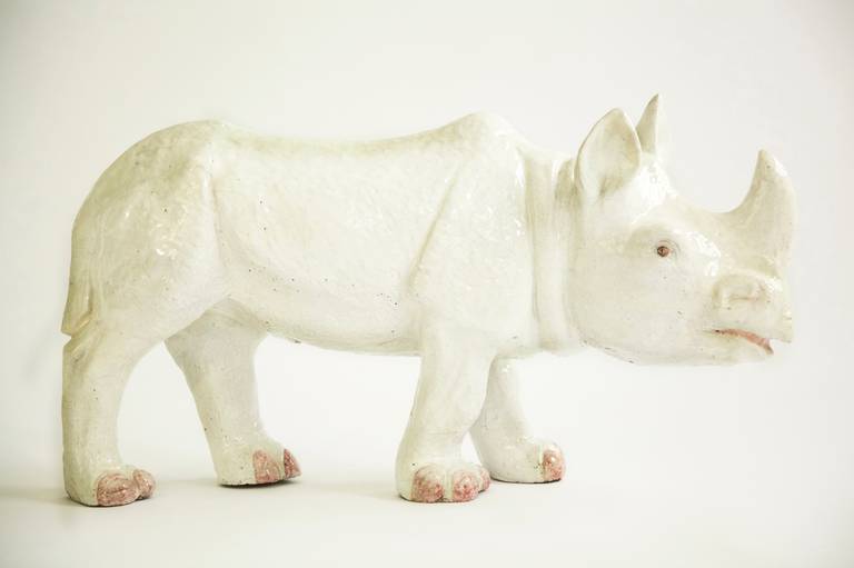 Large Ceramic Rhino For Sale at 1stdibs