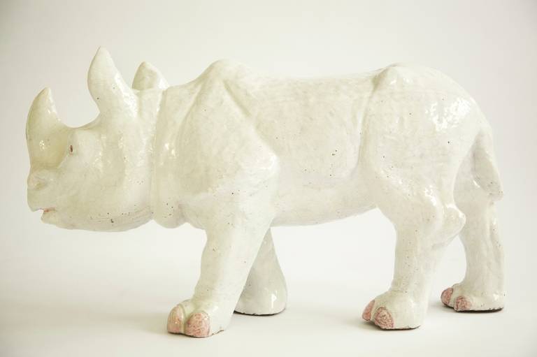 Large Ceramic Rhino For Sale at 1stdibs