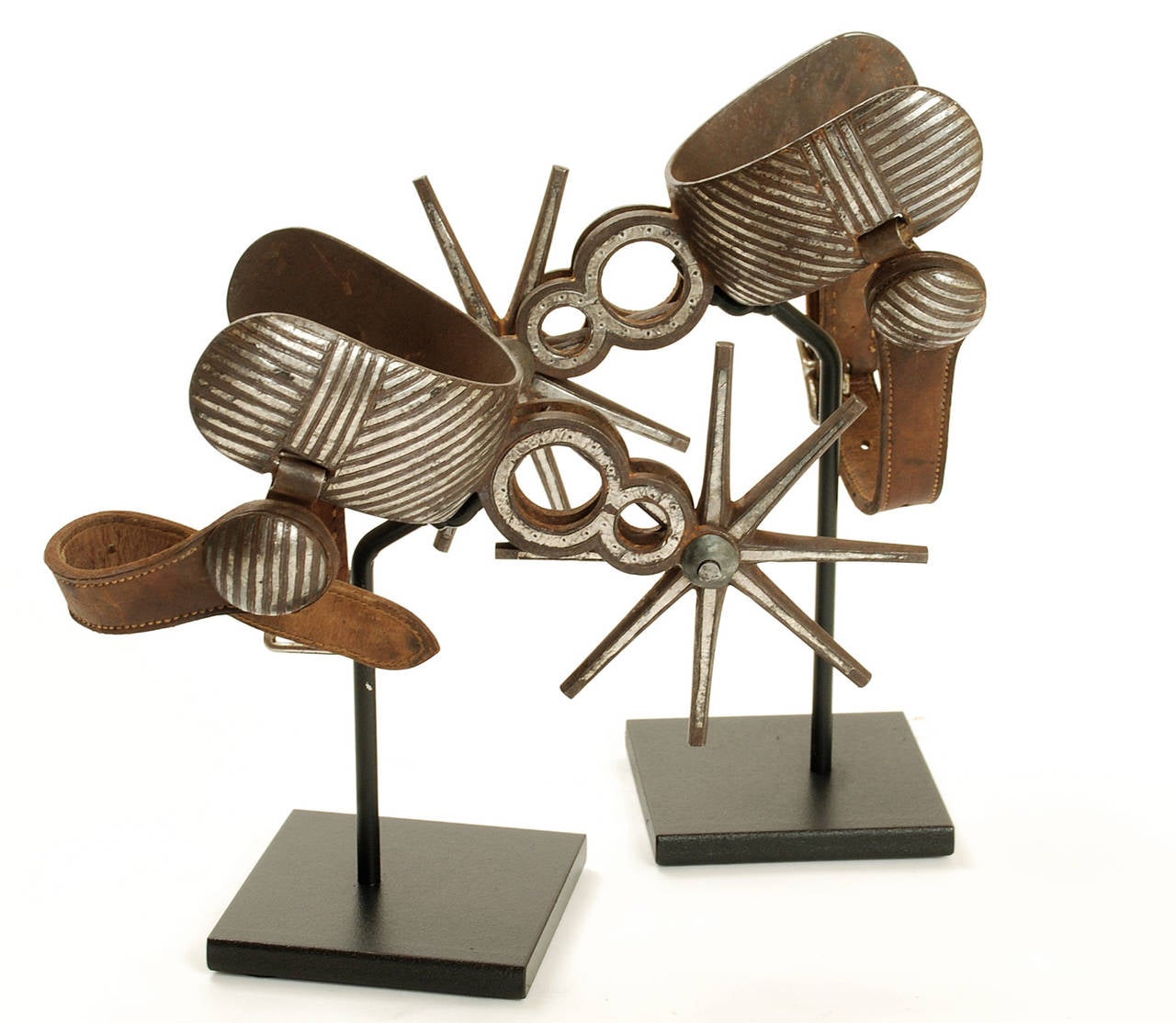 Pair of Large and Impressive Antique Mexican Silver Overlaid Charro ...