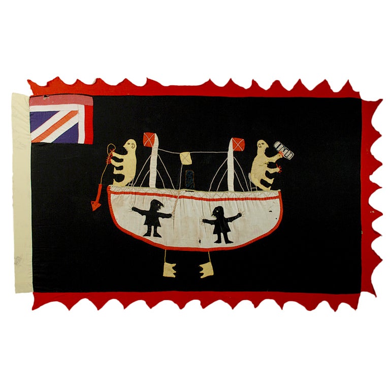 Graphic Colonial Asafo Fante Flag from Ghana at 1stDibs