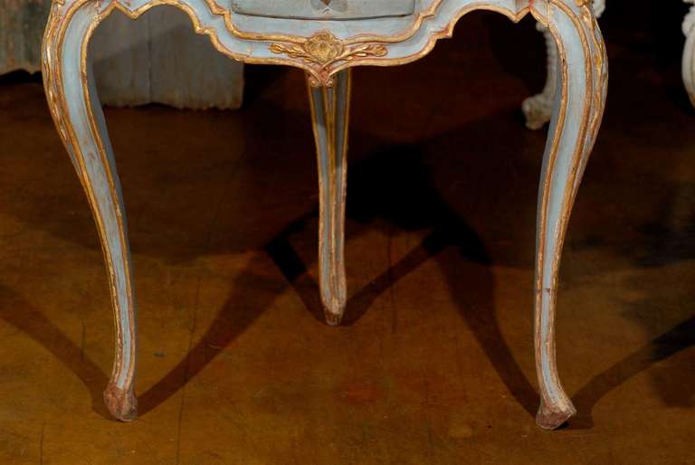 Painted Blue Corner Table with Cabriole Legs at 1stDibs