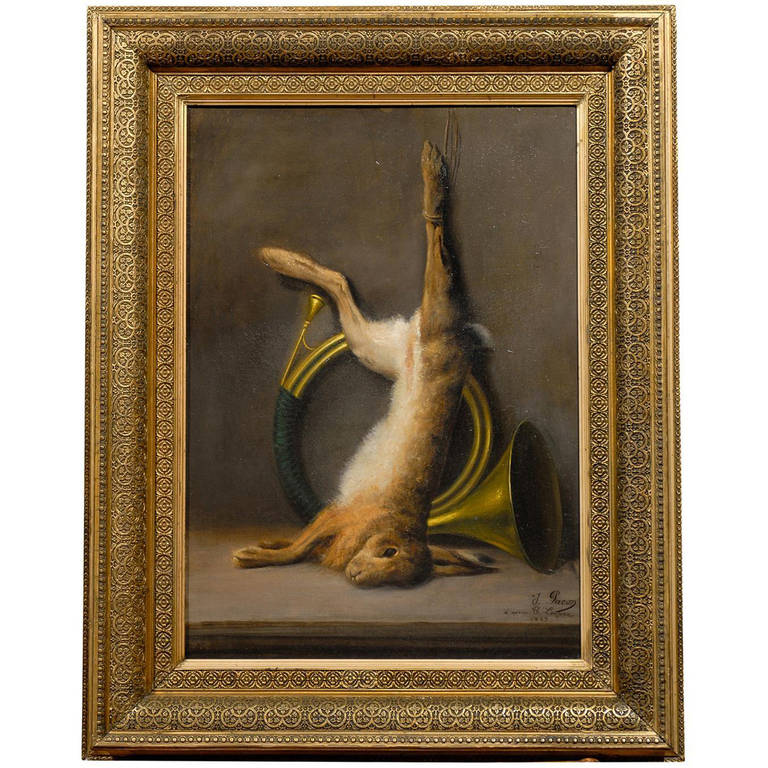‘Hare and Horn’ Oil on Canvas Late 19th Century Still Life Painting at ...
