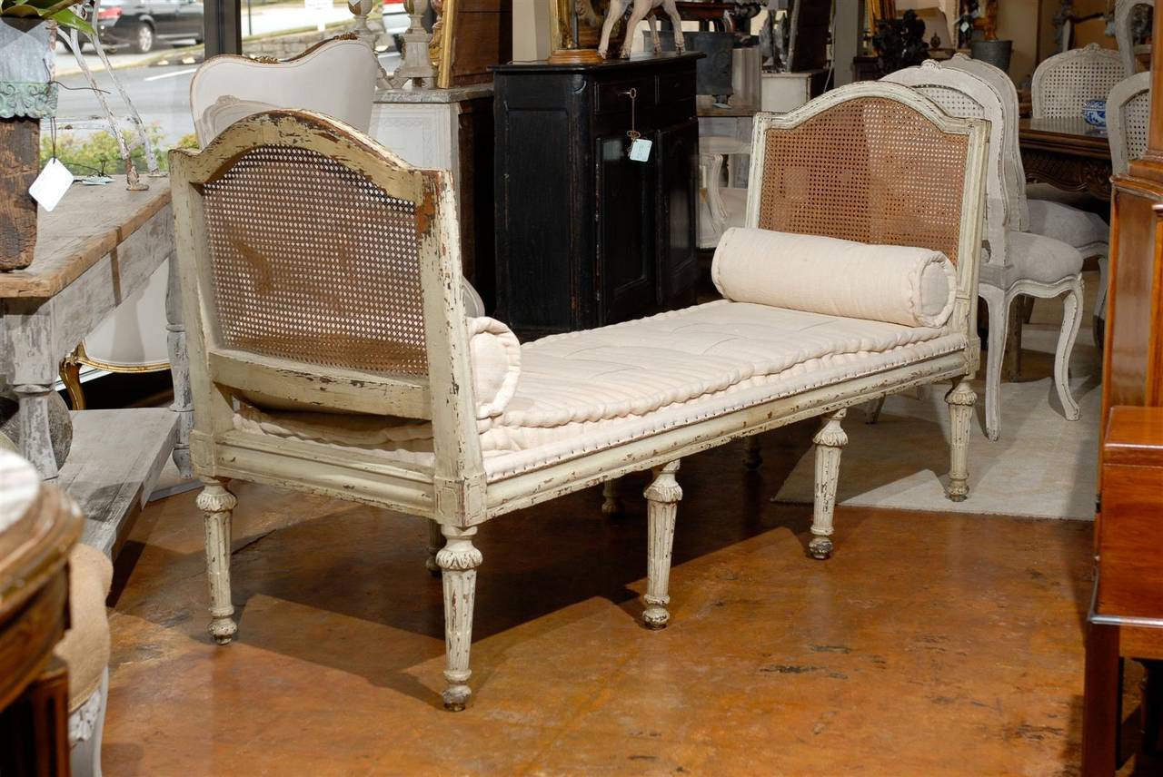 French Louis XVI Cane Bench at 1stDibs