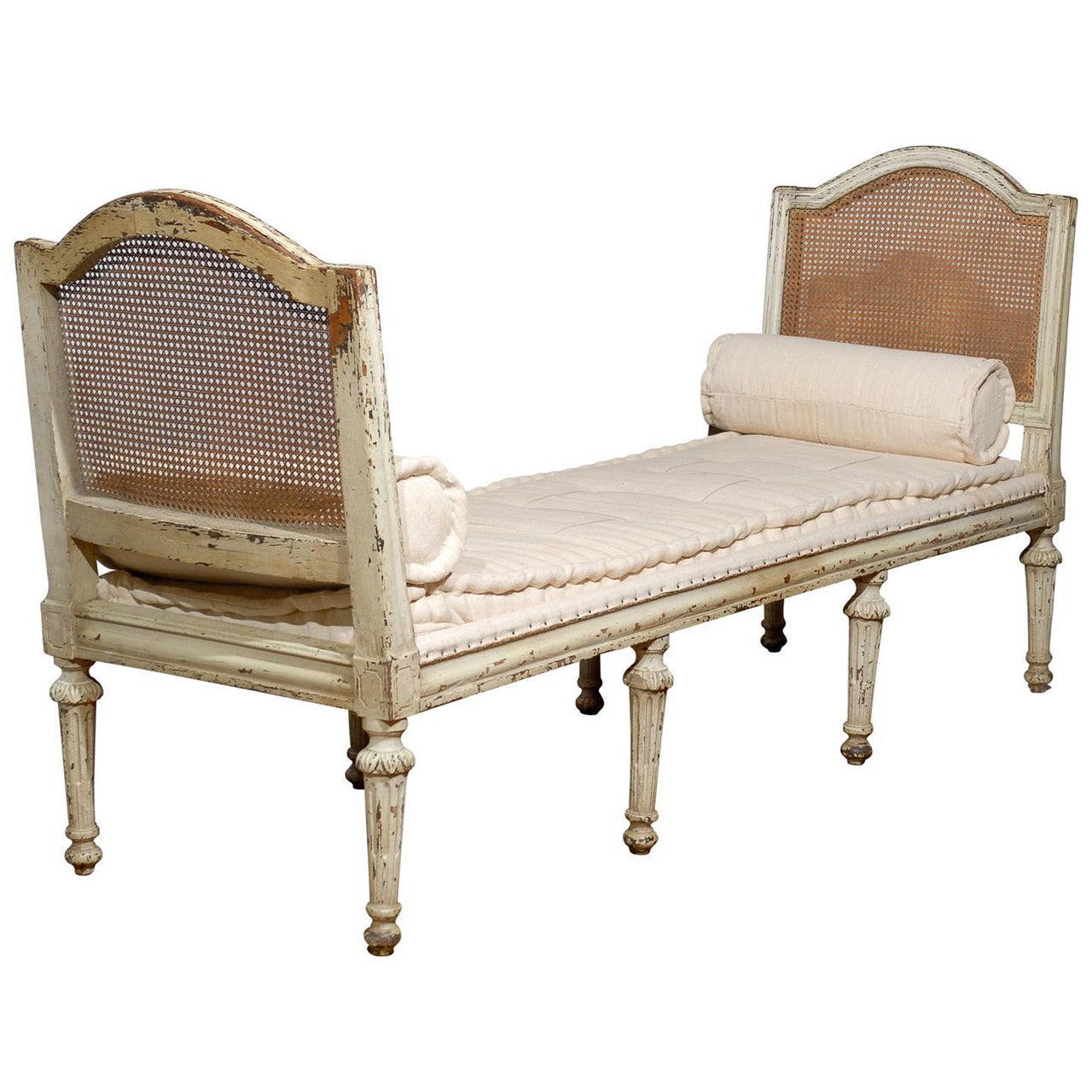 French Louis XVI Cane Bench at 1stDibs