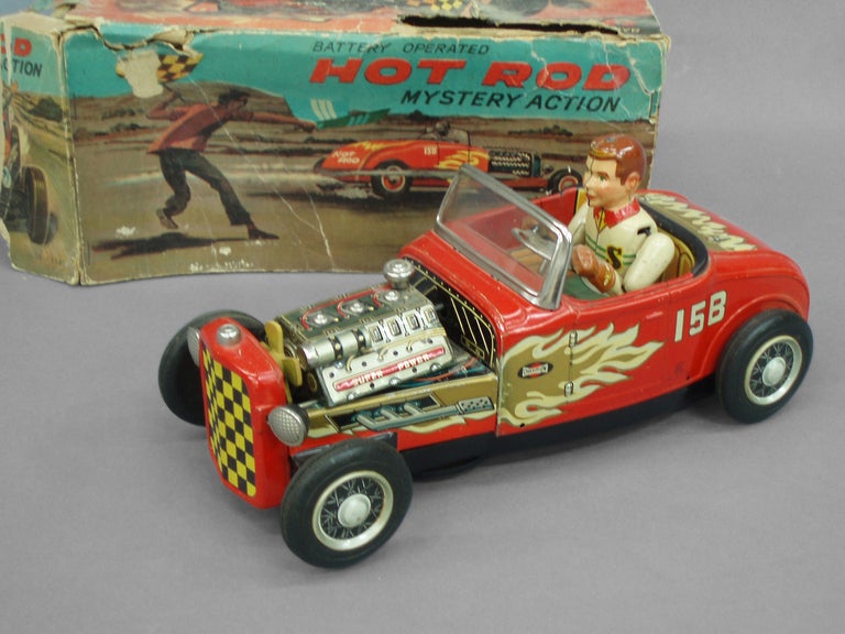 Tin Lithographed Hot Rod Toy Car For Sale at 1stdibs