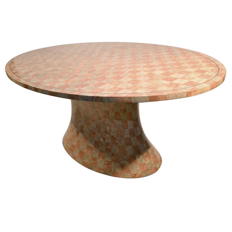 Large Oval top pedestal base tessellated stone table at 1stDibs