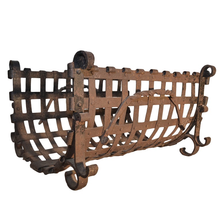 Arts and Crafts Wrought Iron Log Holder at 1stDibs
