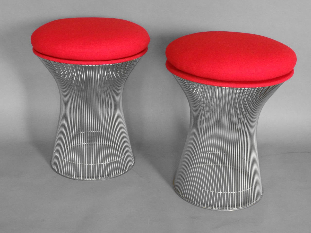 Excellent Pair of Warren Platner Nickel Base Stools at 1stDibs