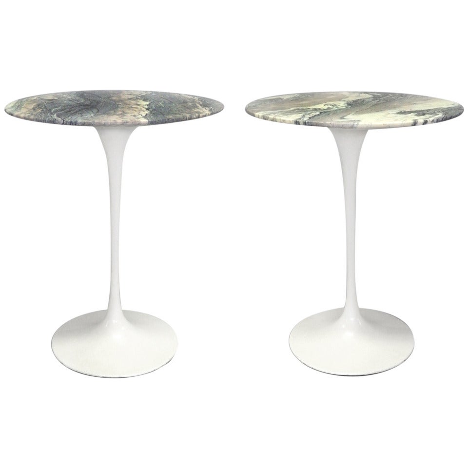 Pair of Early Saarinen Tulip Tables with Custom Tops at 1stDibs