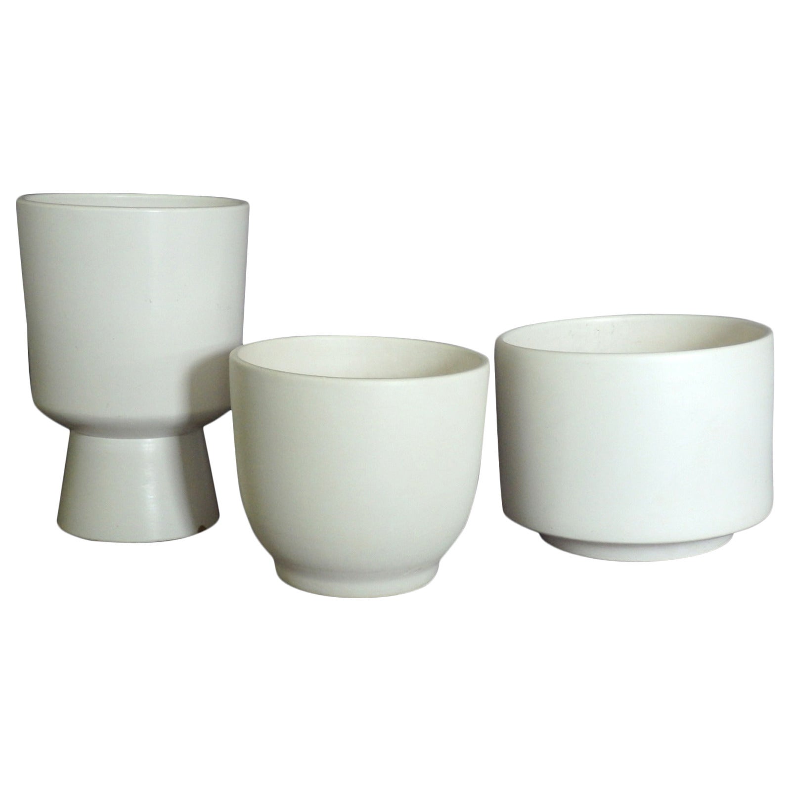 Tall Matte White Architectural Pottery Planter Pot at 1stDibs
