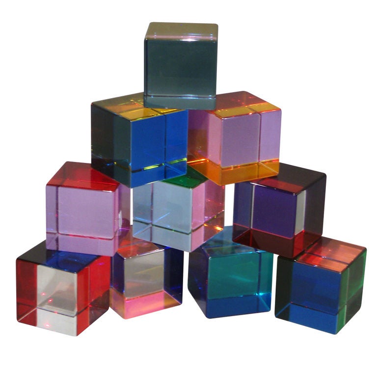 Set of Ten Lucite Color Cubes by Velizar Vasa (B1933) at 1stDibs